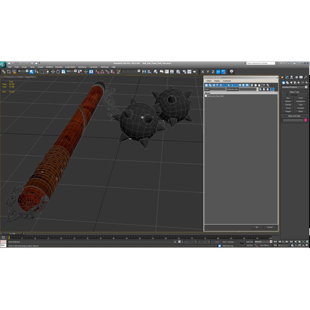ball chain flail modeled 3d model