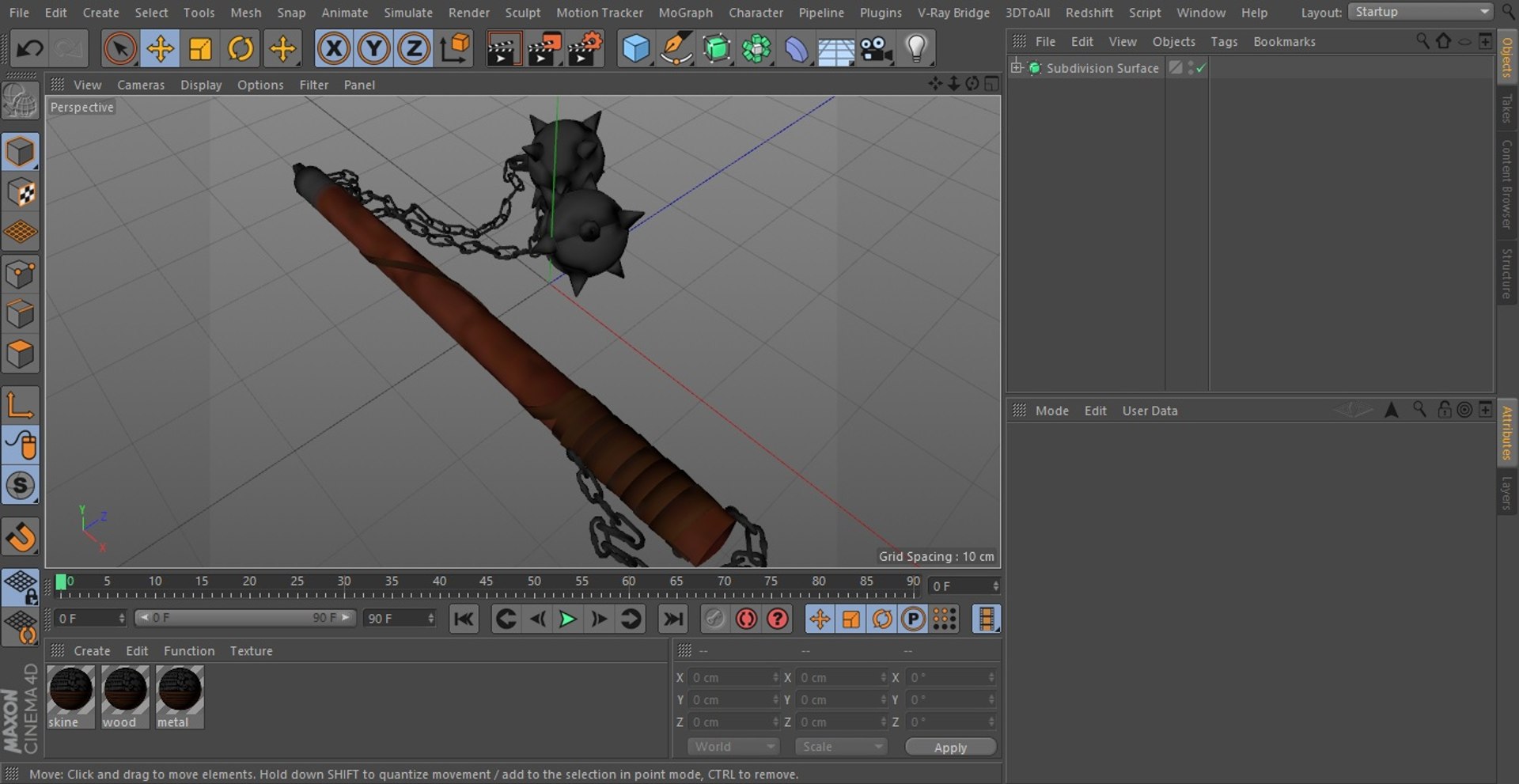 ball chain flail modeled 3d model
