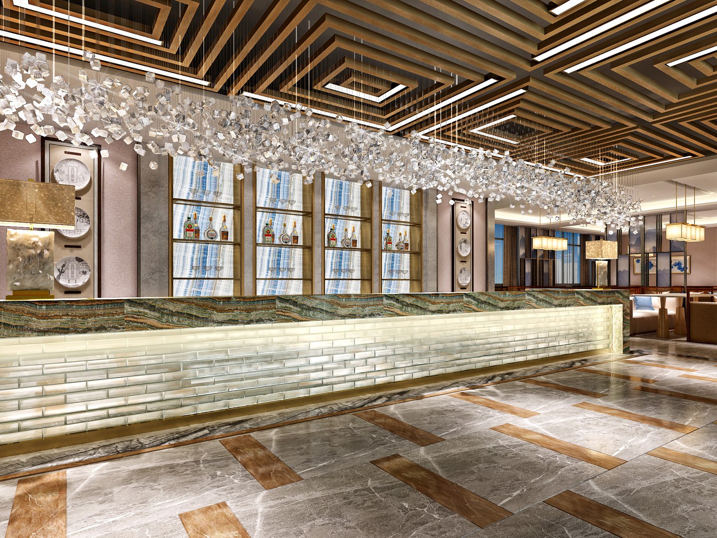 Buffet Restaurant - Reception Desk- Stage Model - TurboSquid 2209069