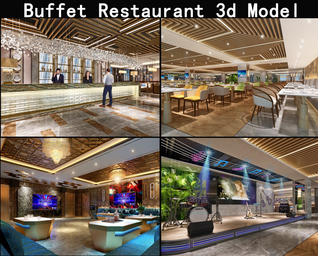 Buffet Restaurant - Reception Desk- Stage Model - TurboSquid 2209069