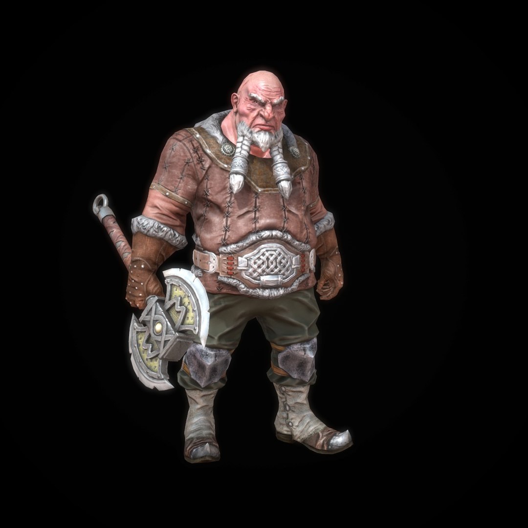 3d Dwarf Warrior Model
