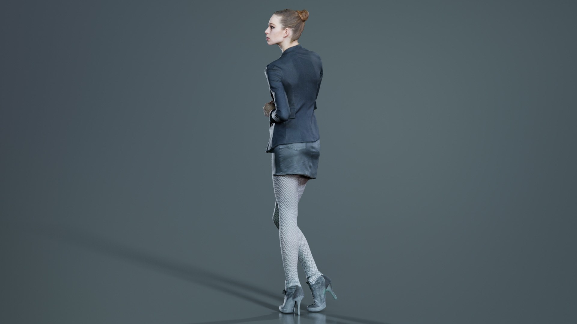 Woman In Leather Skirt Opening Jacket Remastered 3D Model - TurboSquid ...