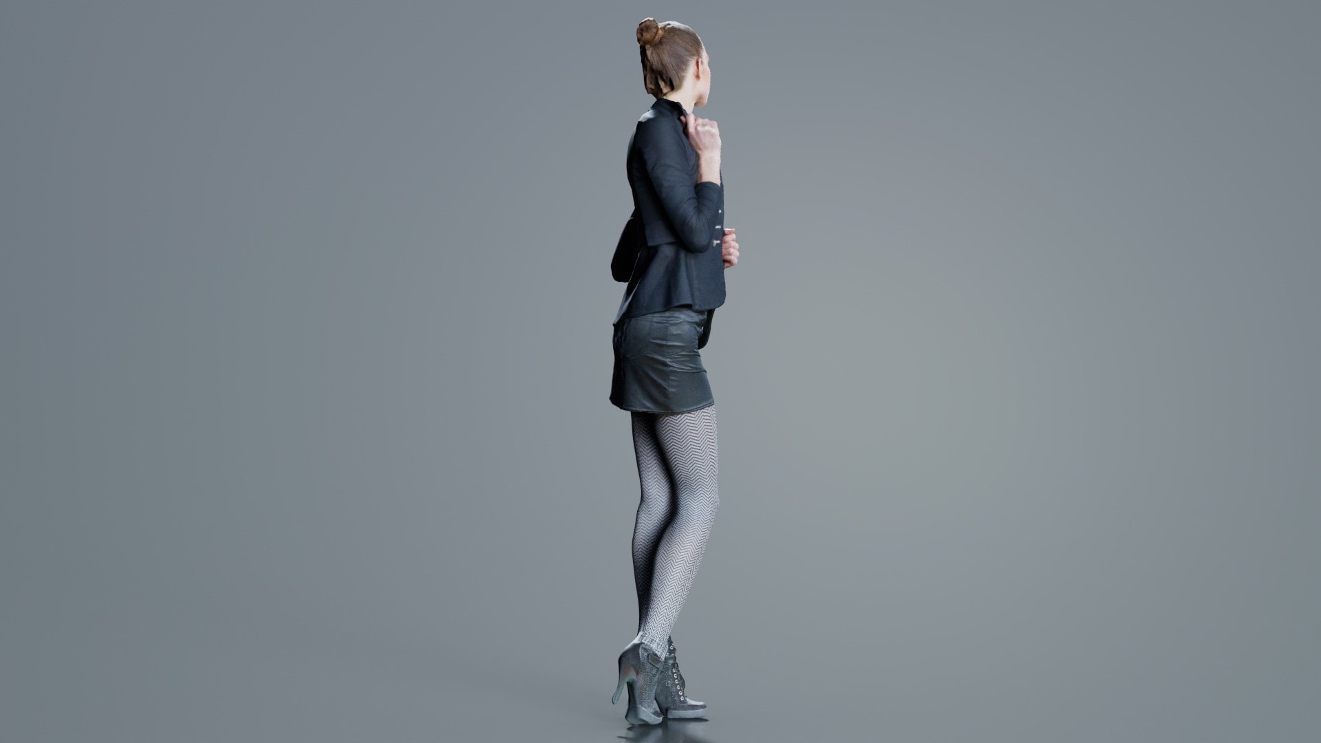 Woman In Leather Skirt Opening Jacket Remastered 3D Model - TurboSquid ...