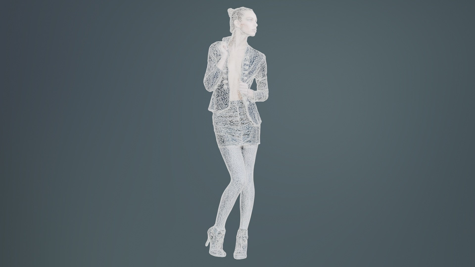 Woman In Leather Skirt Opening Jacket Remastered 3D Model - TurboSquid ...