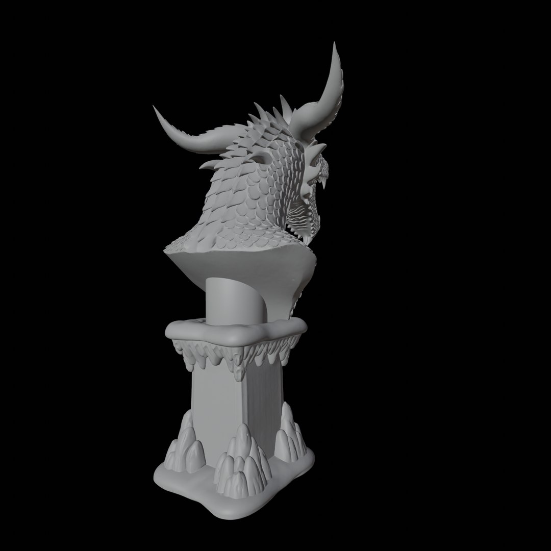 Dragon Bust With Open Mouth 3D Print Model Fantasy Creature Sculpture ...