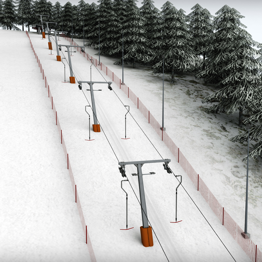3d ski lift pack mountains model