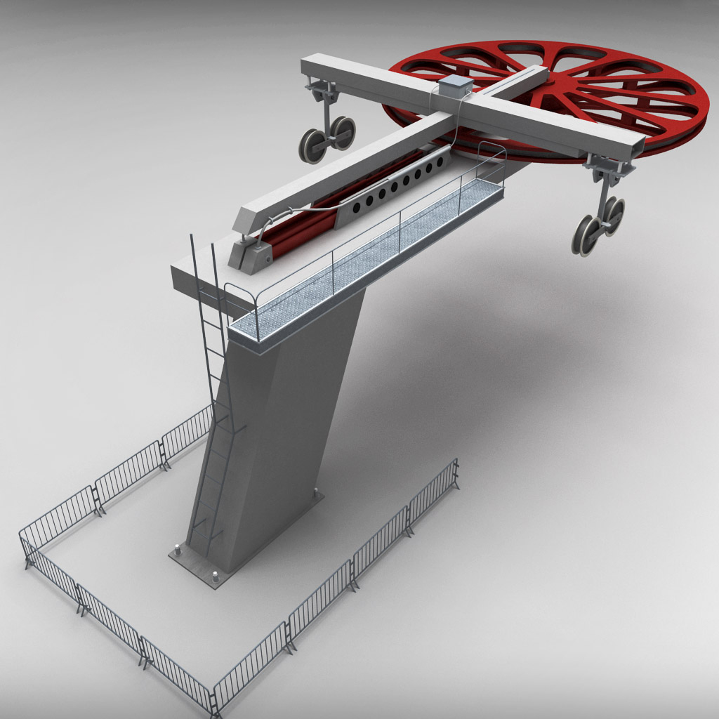 3d ski lift pack mountains model