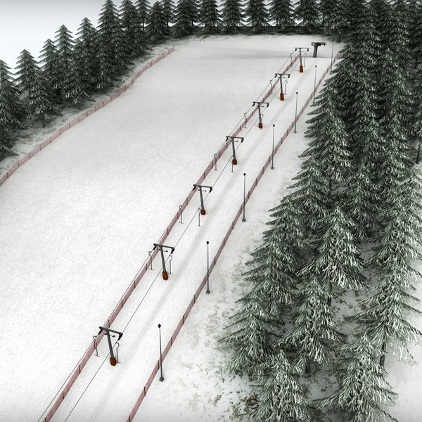 3d ski lift pack mountains model