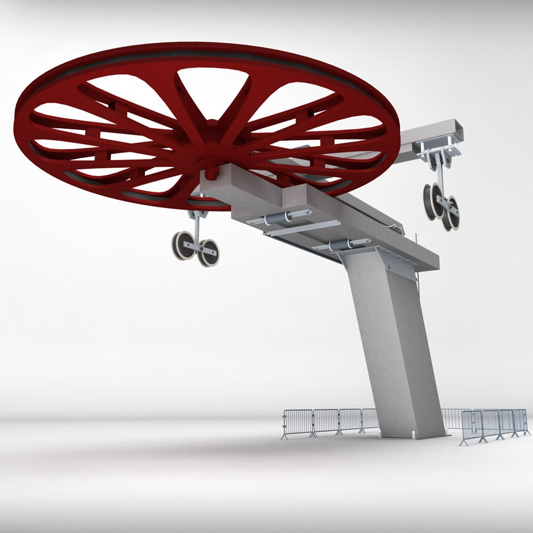 3d ski lift pack mountains model