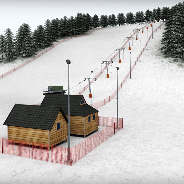 3d ski lift pack mountains model