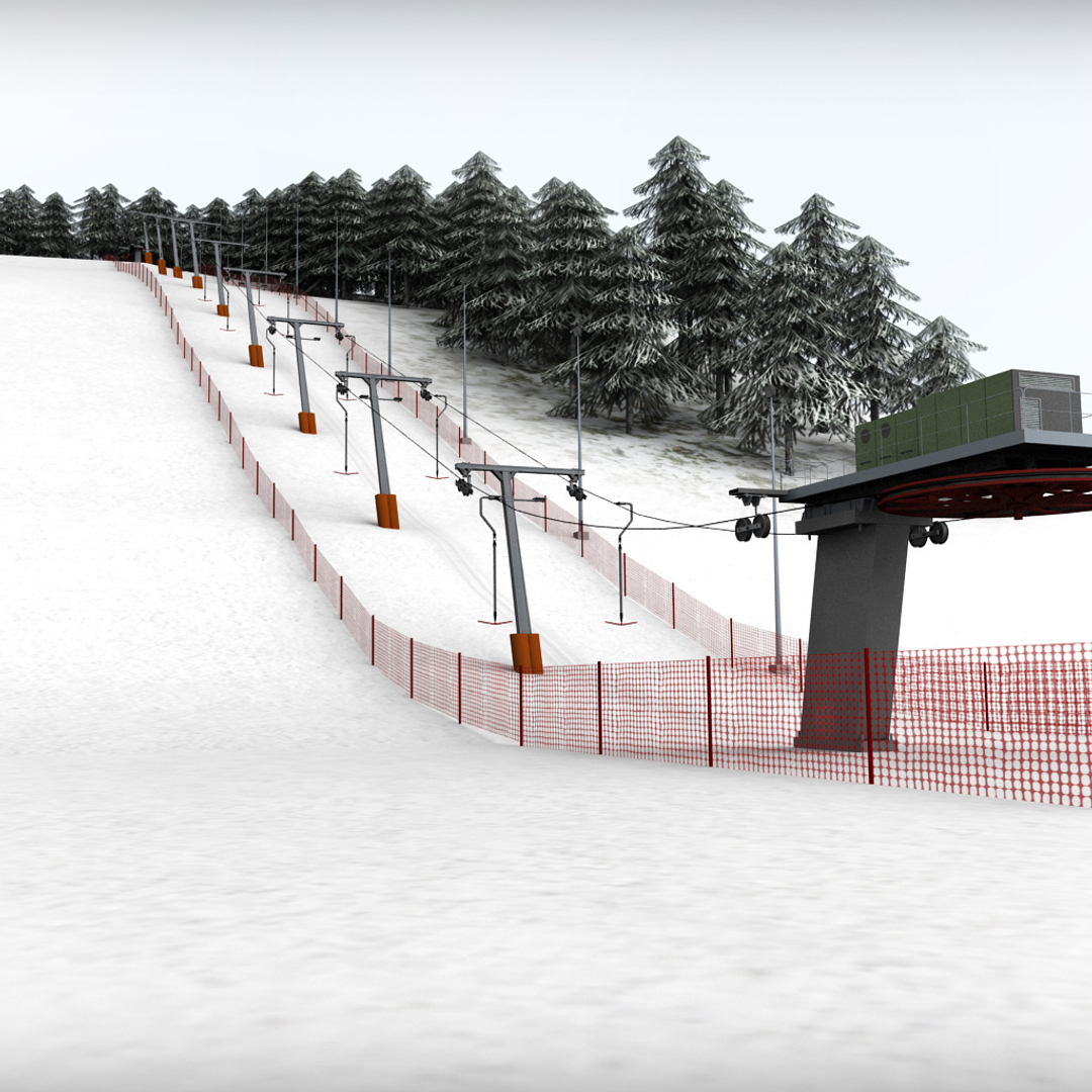 3d ski lift pack mountains model