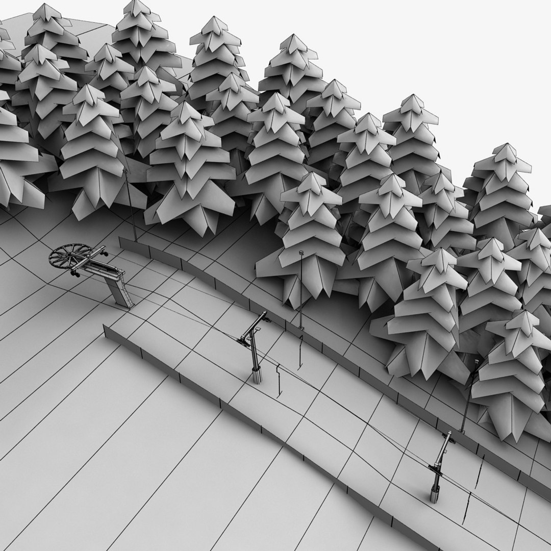 3d Ski Lift Pack Mountains Model