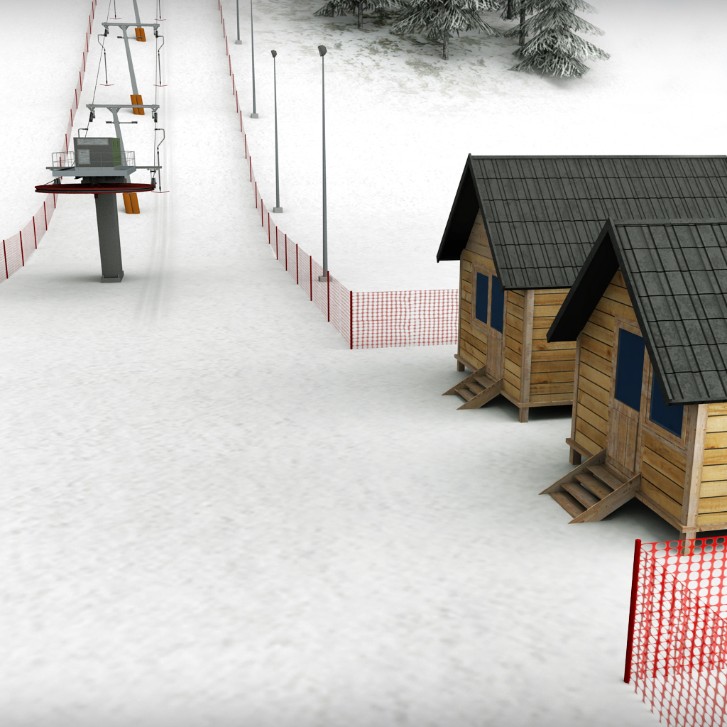 3d ski lift pack mountains model