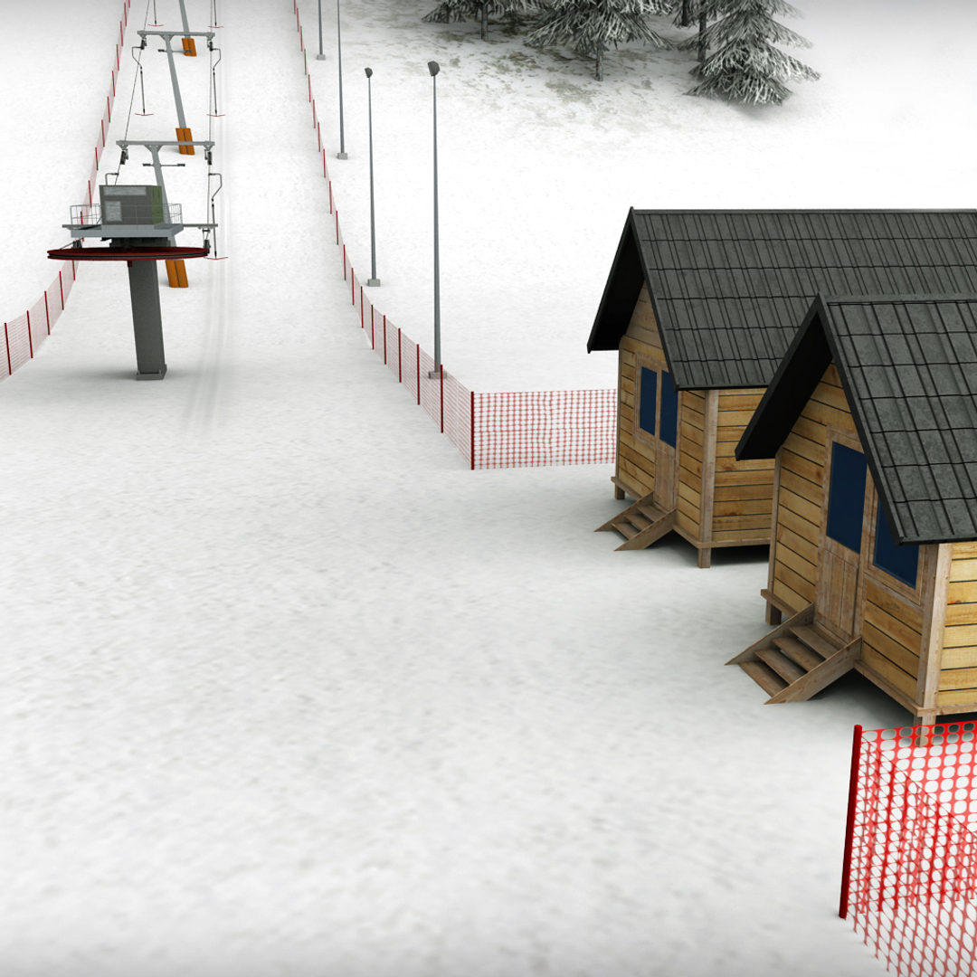 3d ski lift pack mountains model
