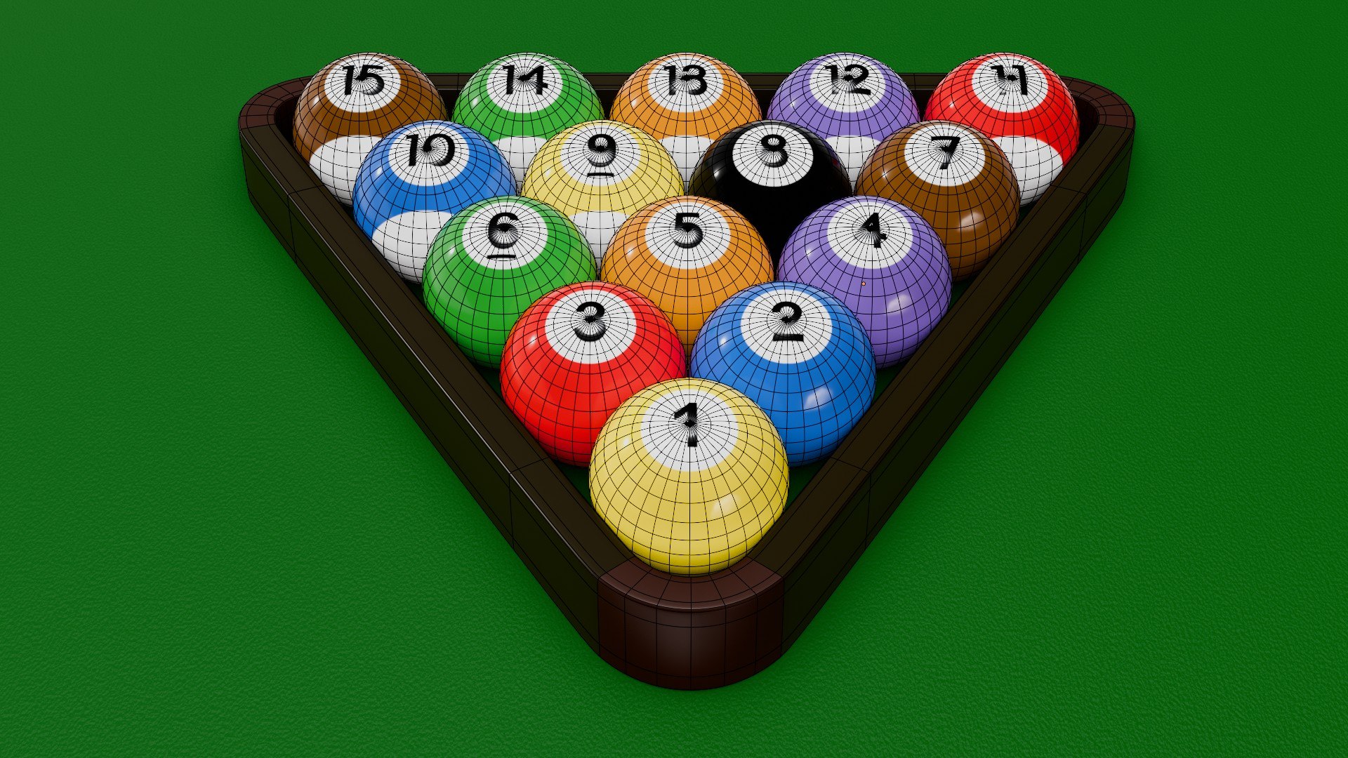 Pool Table - Balls - Triangle - Cue And Chalk - 8 Ball Billiard 3D ...