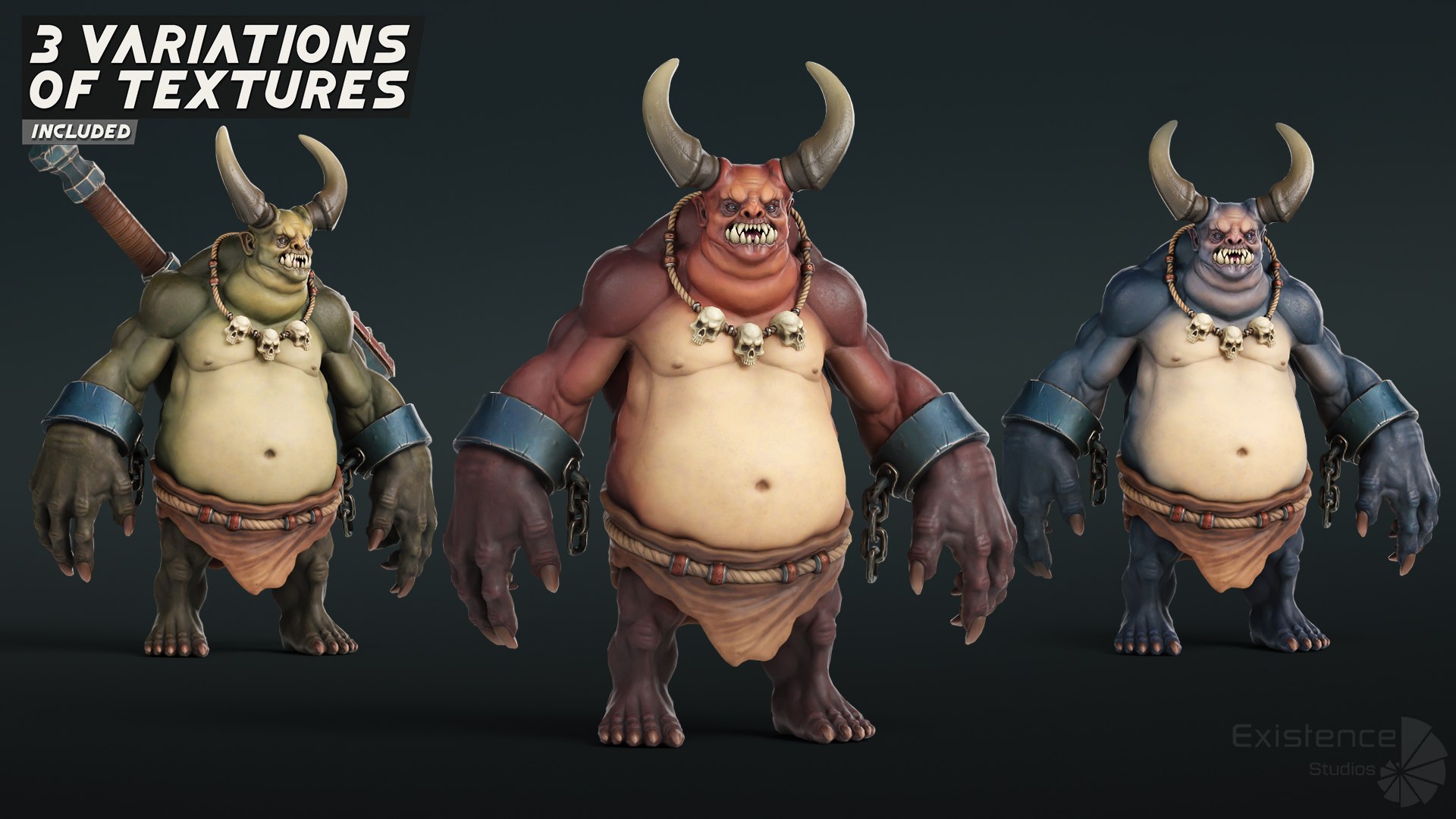 3D Demon Troll - Stylized Devils Warrior RPG Character Monster Rigged ...