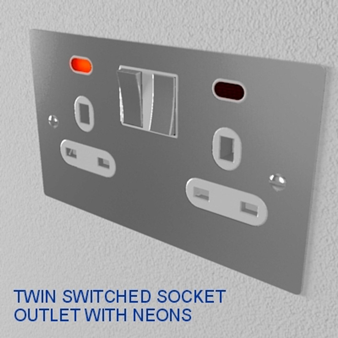 flush metal switches sockets 3d 3ds