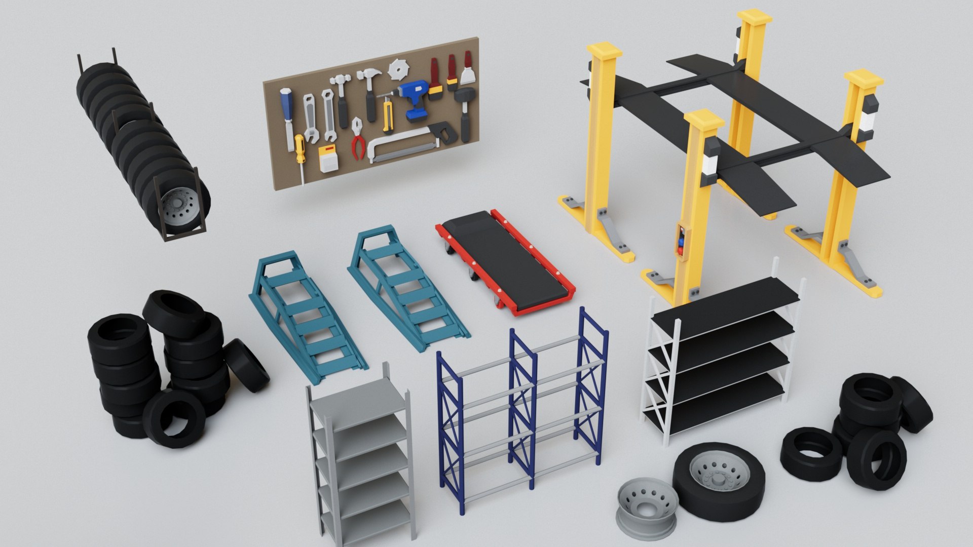 Realistic Car Garage Workshop Mega Pack Collection 3D Model ...