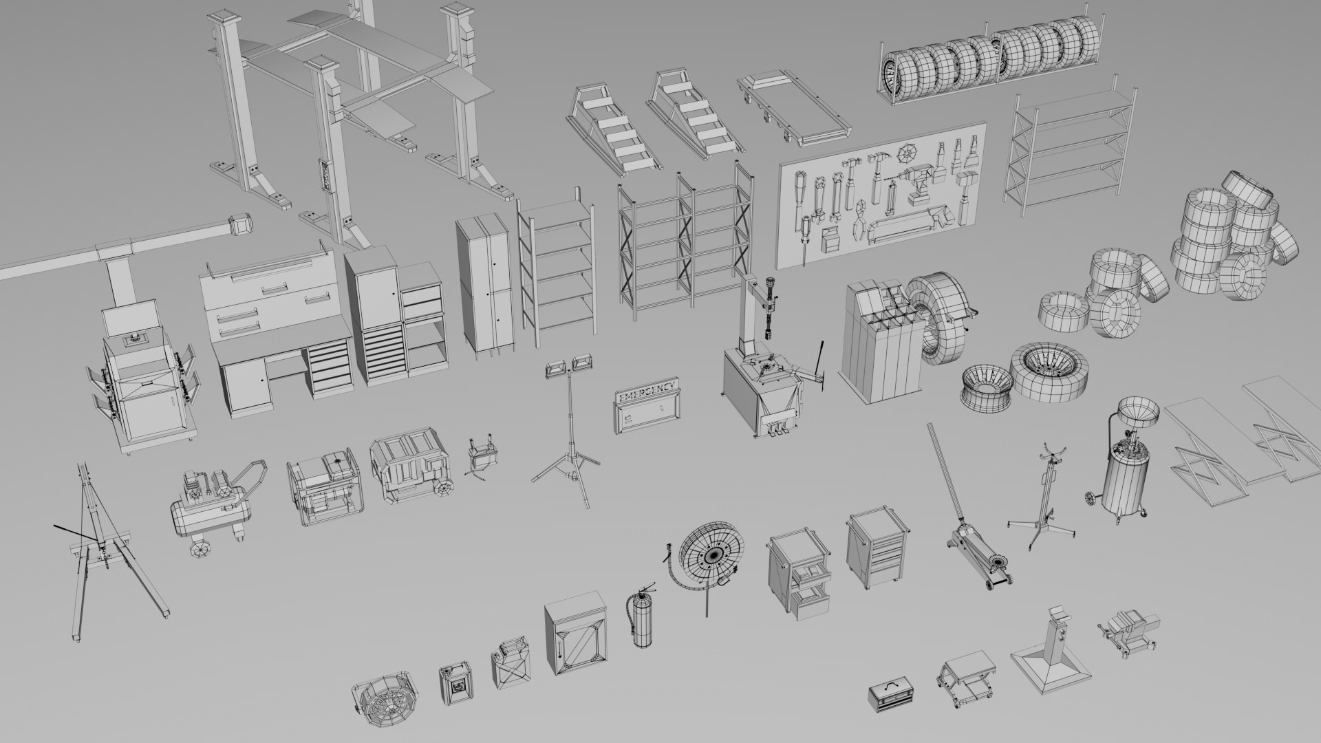 Realistic Car Garage Workshop Mega Pack Collection 3D Model ...