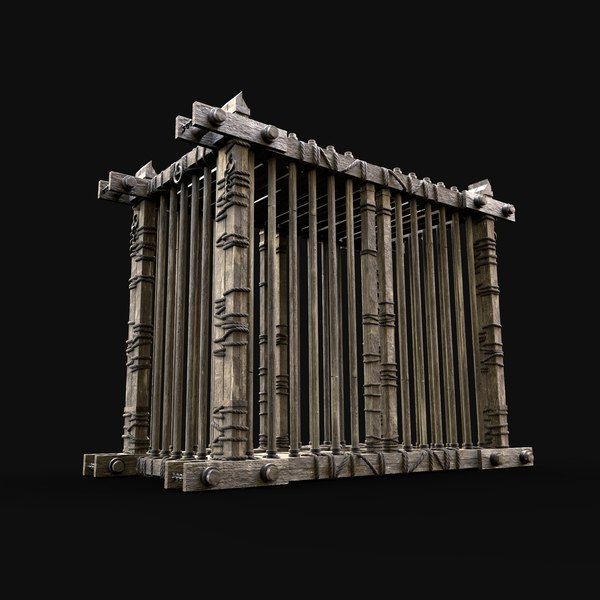modelo 3d JAULA PACK ANIMAL HUMANO GRANJA MEDIEVAL LOCKER DE MADERA ...