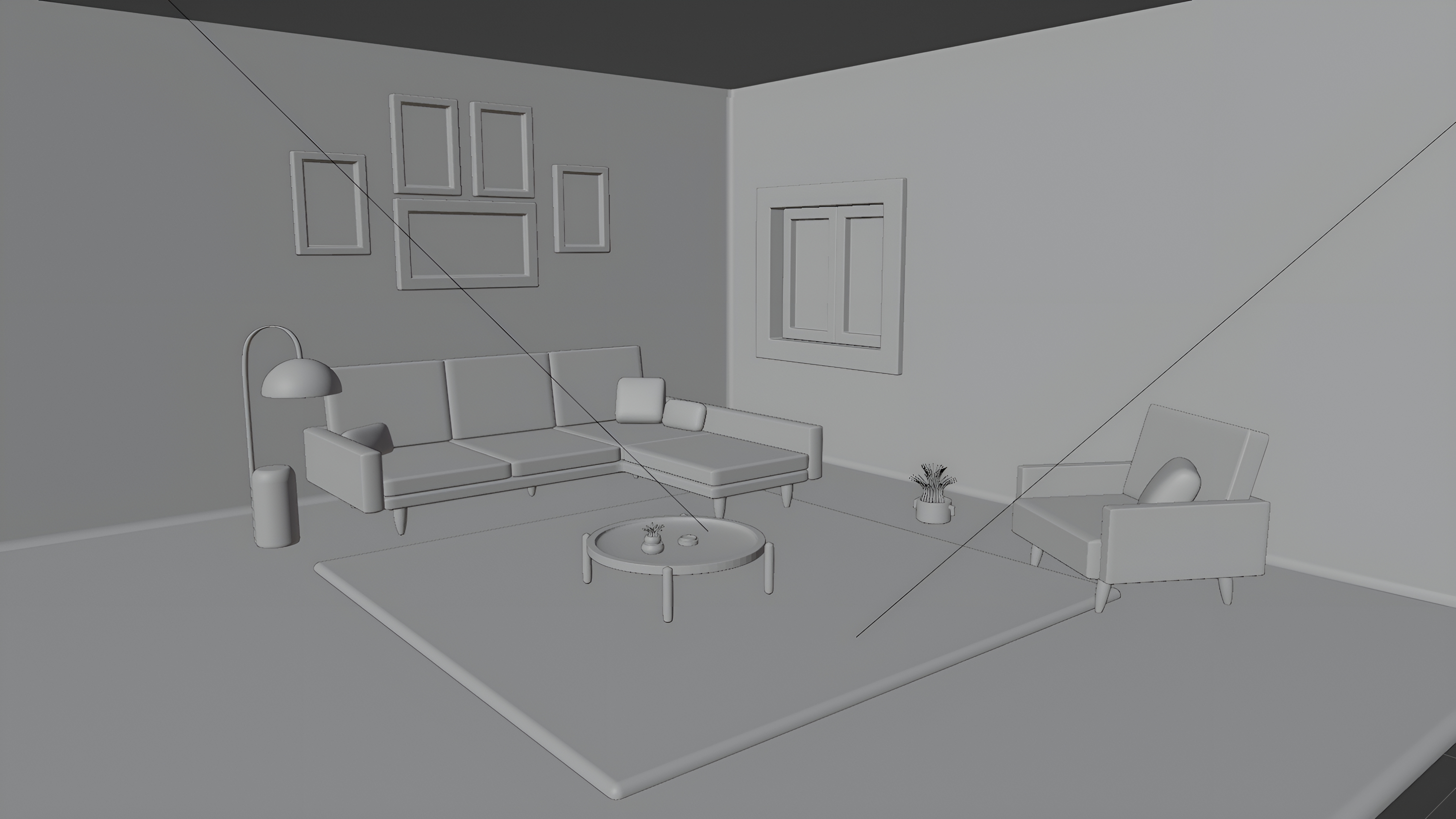 modelo 3d Diseño de modelo de sala de estar simple gratis - TurboSquid ...
