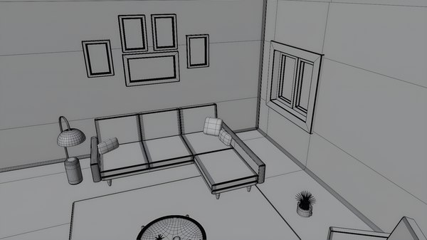 modelo 3d Diseño de modelo de sala de estar simple gratis - TurboSquid ...