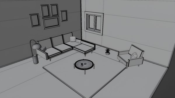 modelo 3d Diseño de modelo de sala de estar simple gratis - TurboSquid ...