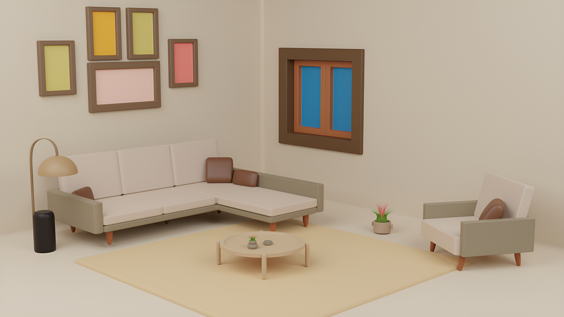 modelo 3d Diseño de modelo de sala de estar simple gratis - TurboSquid ...