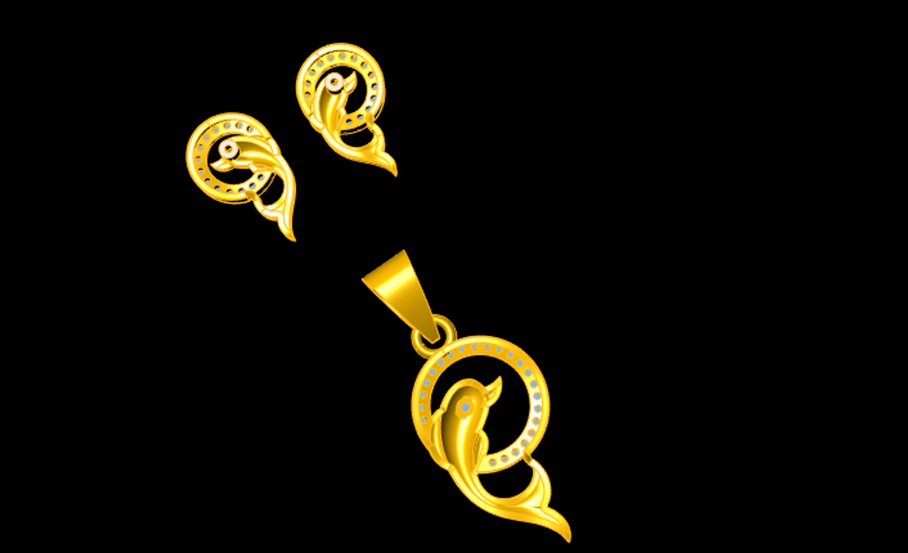 3D Fancy Dolphin Pendant Set - 010 - TurboSquid 2286807