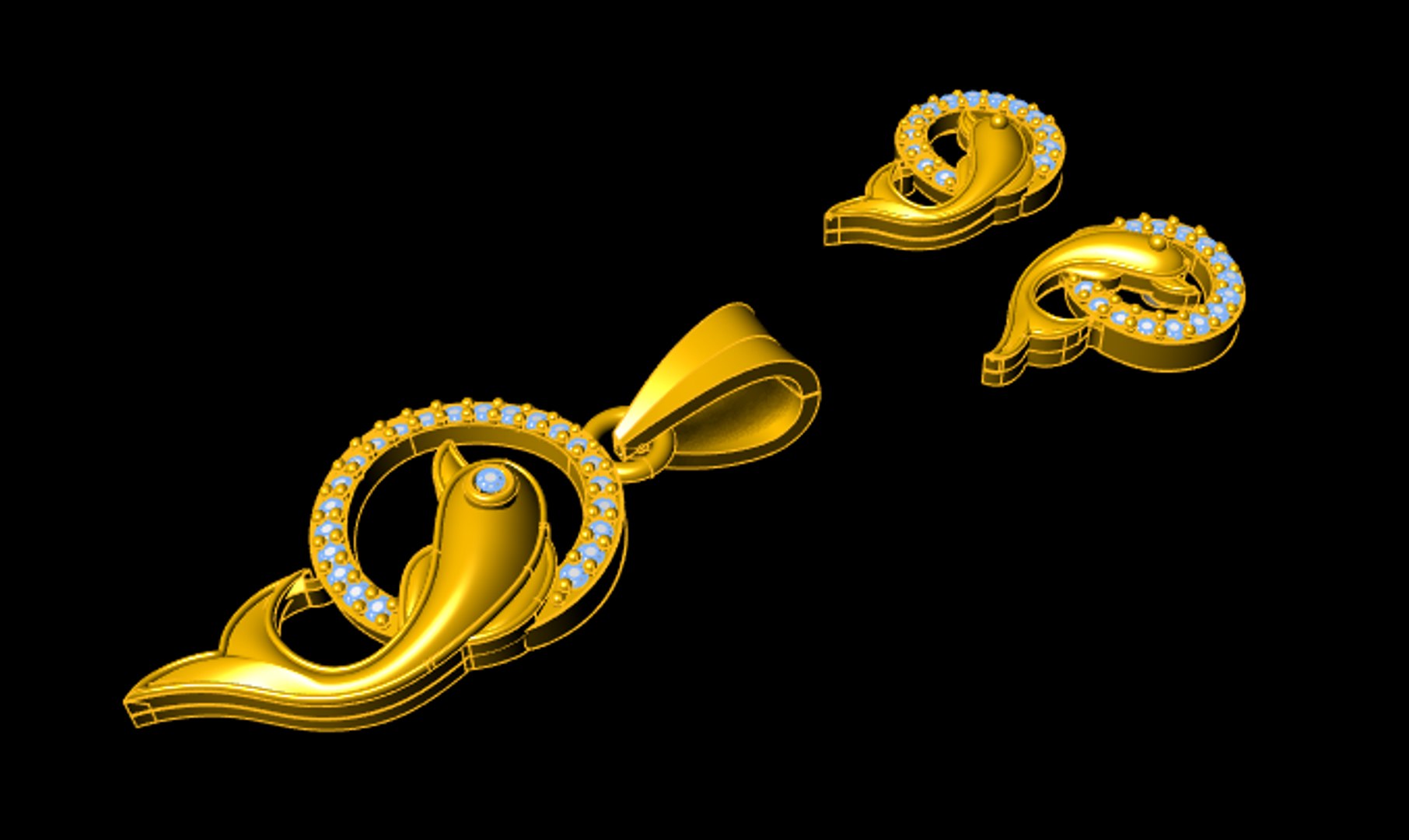 3D Fancy Dolphin Pendant Set - 010 - TurboSquid 2286807
