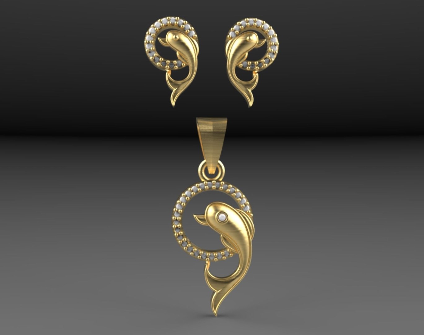 3D Fancy Dolphin Pendant Set - 010 - TurboSquid 2286807
