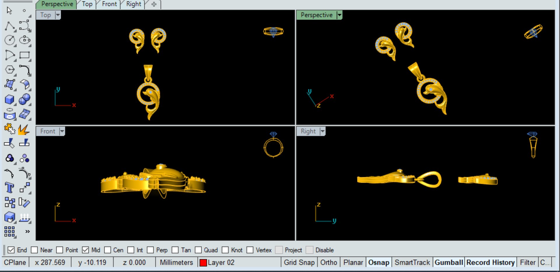 3D Fancy Dolphin Pendant Set - 010 - TurboSquid 2286807