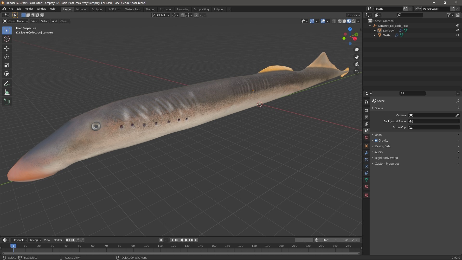 3D Model Lamprey Eel Basic Pose - TurboSquid 2191698