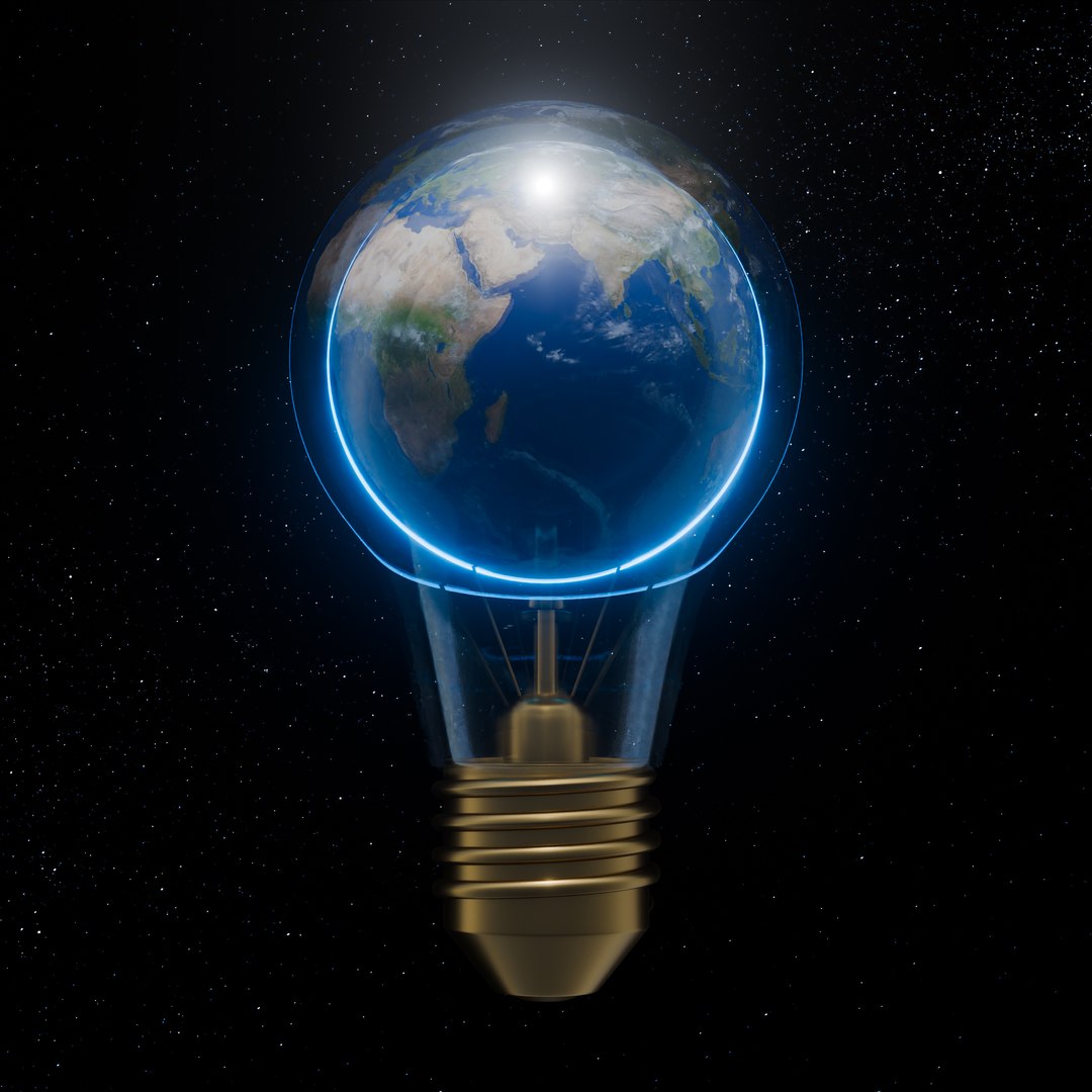 3D Earth Hour Light Bulb - TurboSquid 2342585
