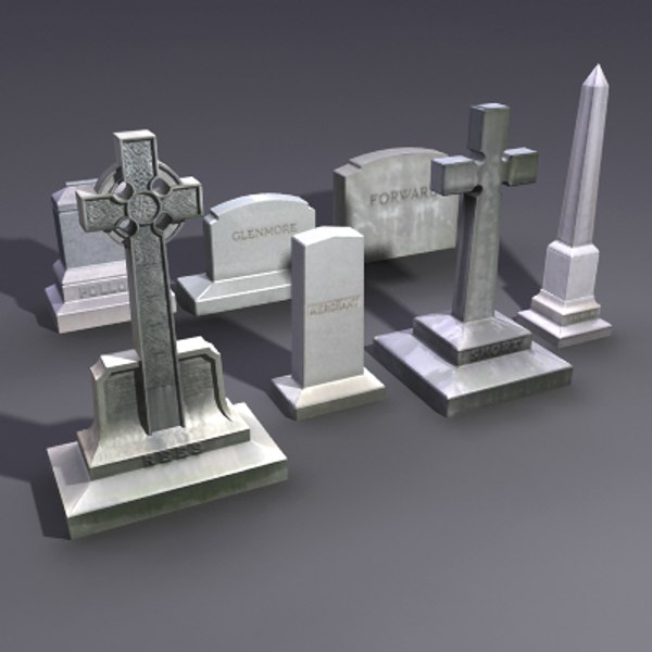set gravestones grave stones 3d obj
