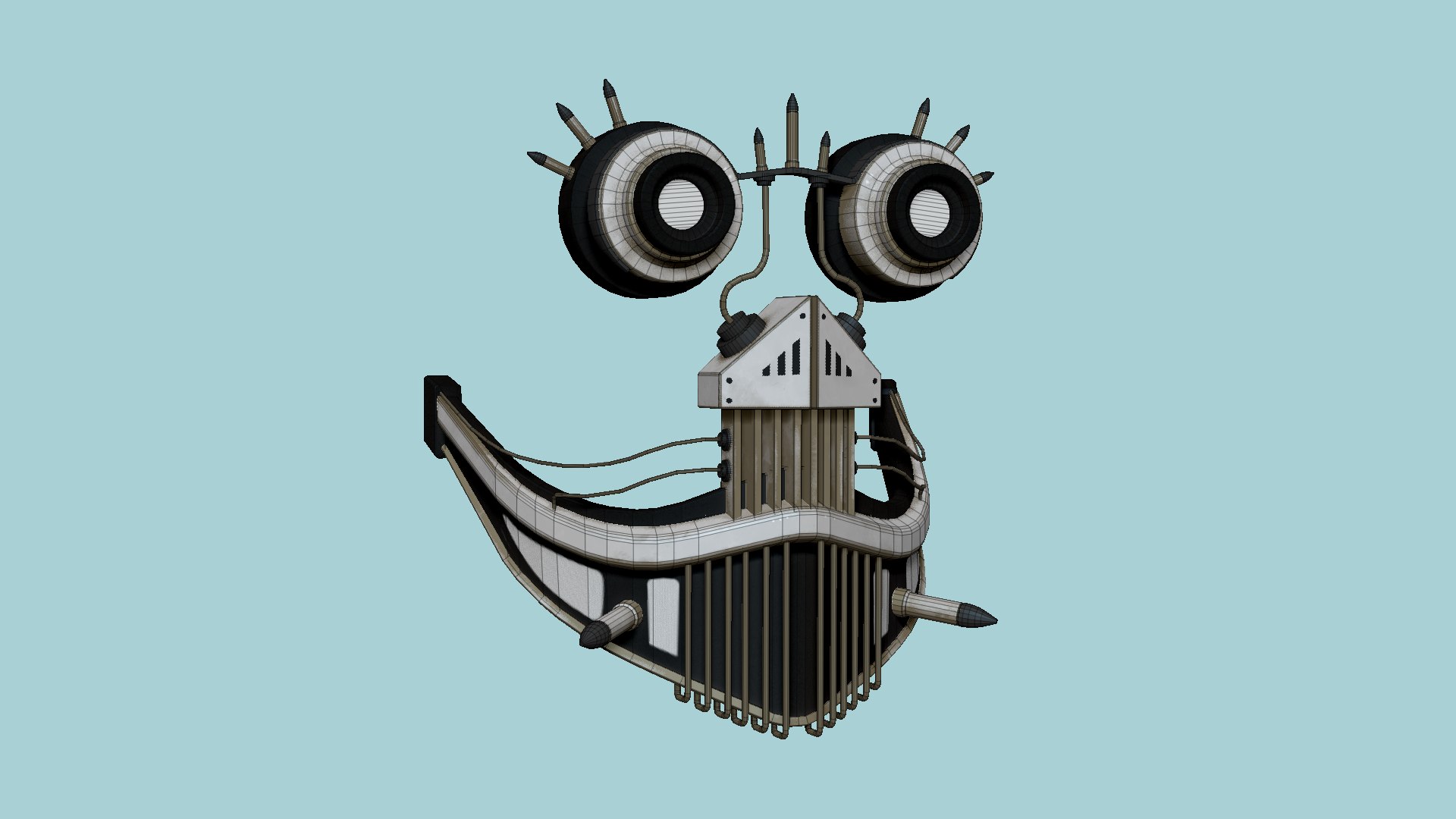 3D Steampunk Mask A07 White Skull - SciFi Character Design Model ...