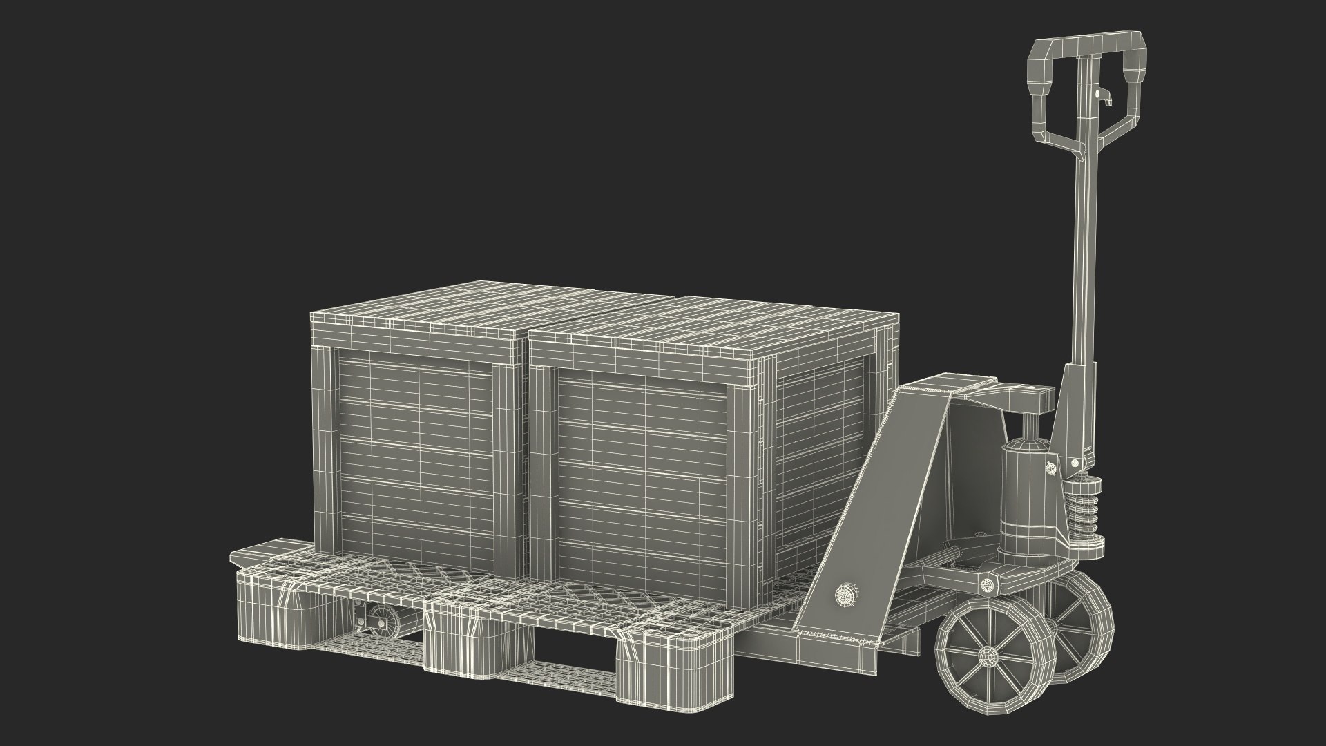 Industrial Pallet Jack Yellow with Wooden Crates model - TurboSquid 2142614