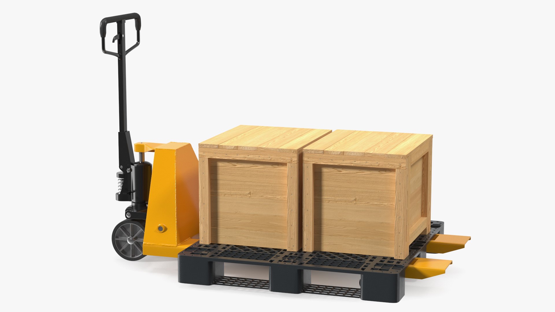 Industrial Pallet Jack Yellow with Wooden Crates model - TurboSquid 2142614