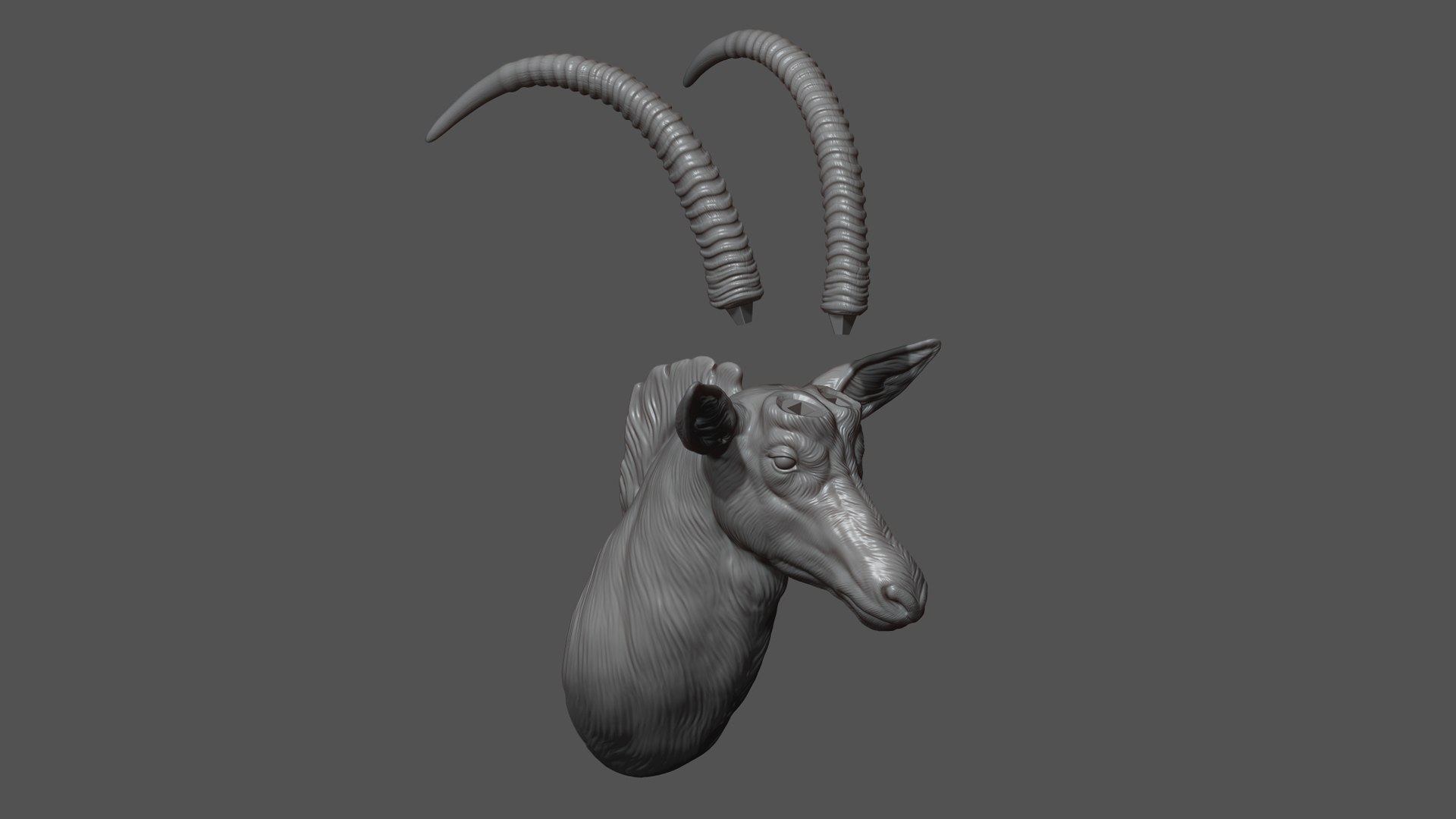 3D Sable Black Antelope Bust Model - TurboSquid 2314262