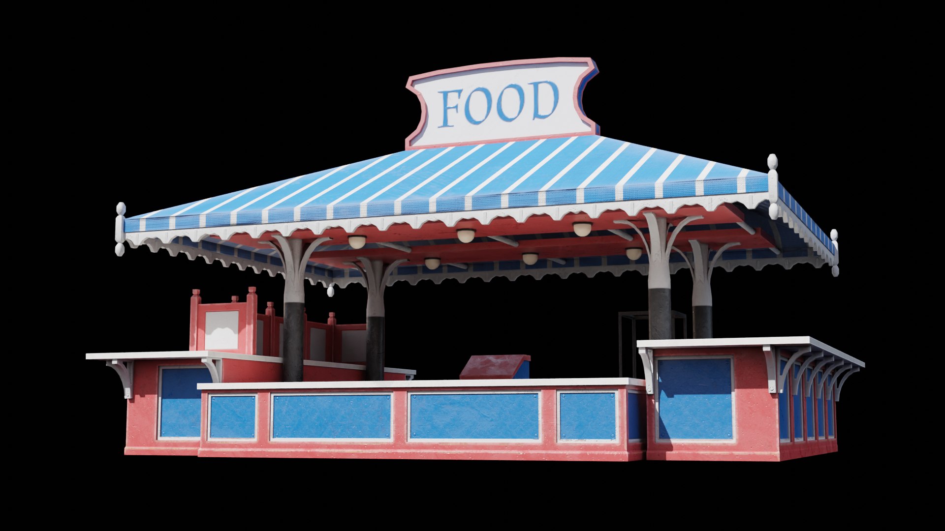 3D Model Theme Park Concession Or Game Stands 4K Low-poly 3D Model ...