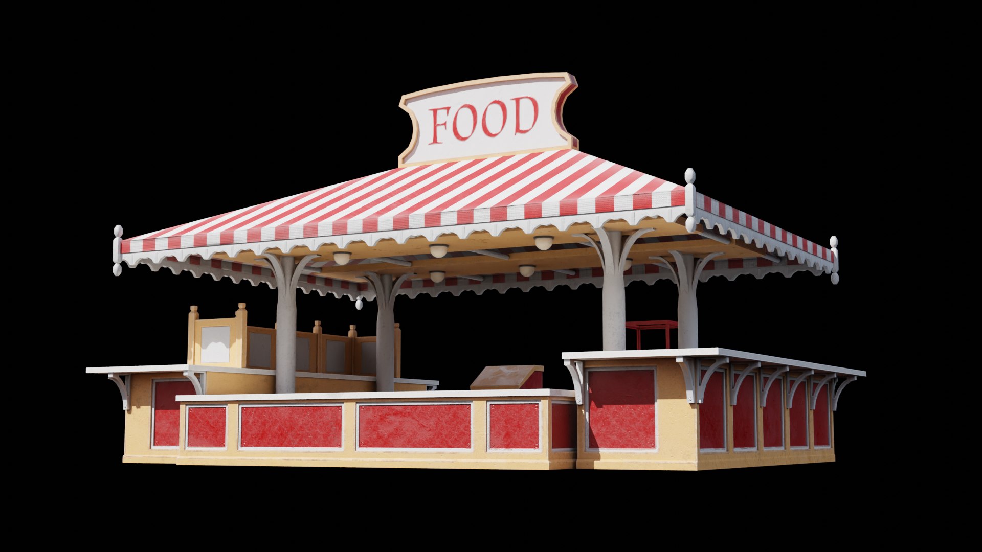 3D Model Theme Park Concession Or Game Stands 4K Low-poly 3D Model ...