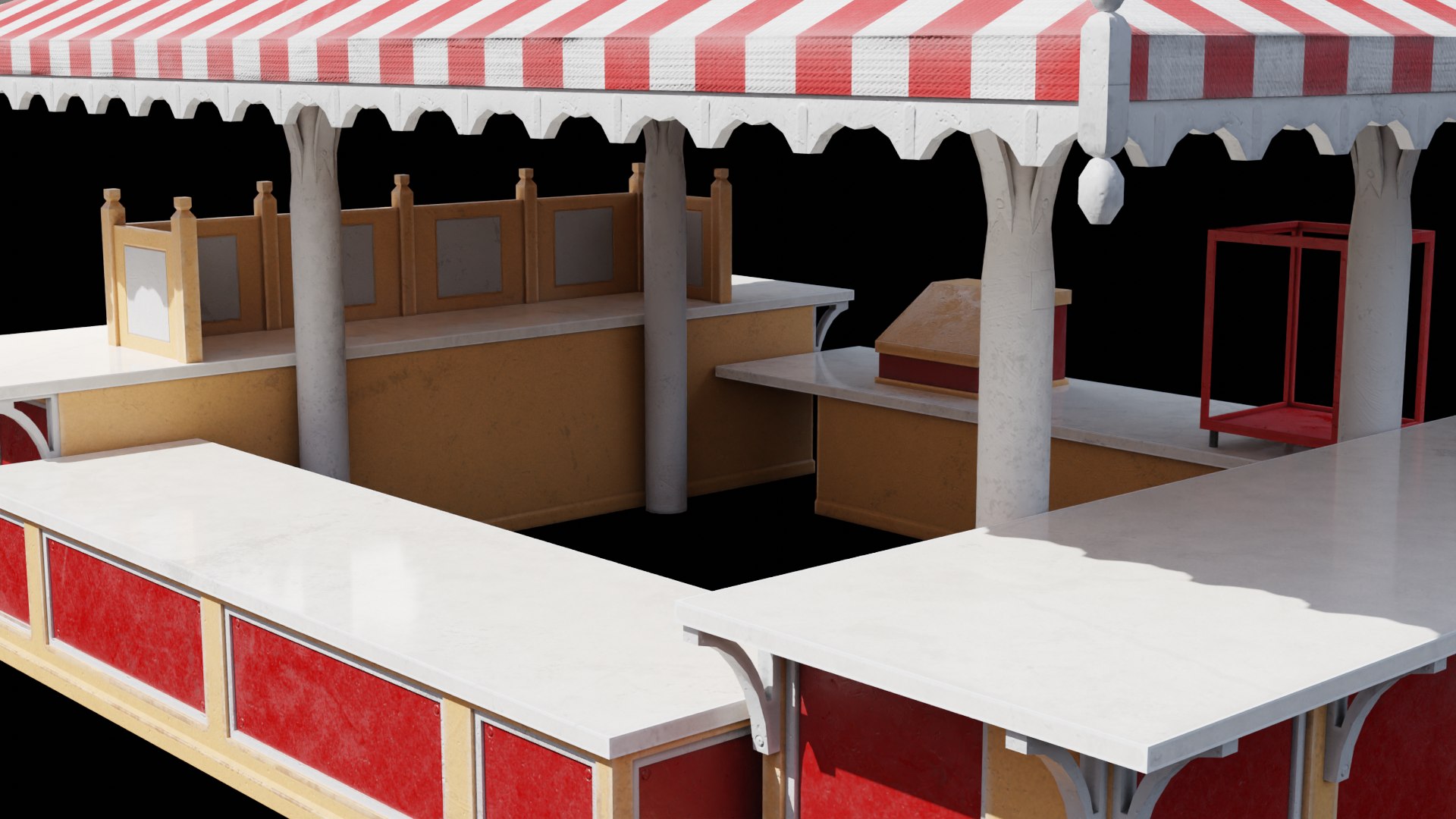 3D Model Theme Park Concession Or Game Stands 4K Low-poly 3D Model ...