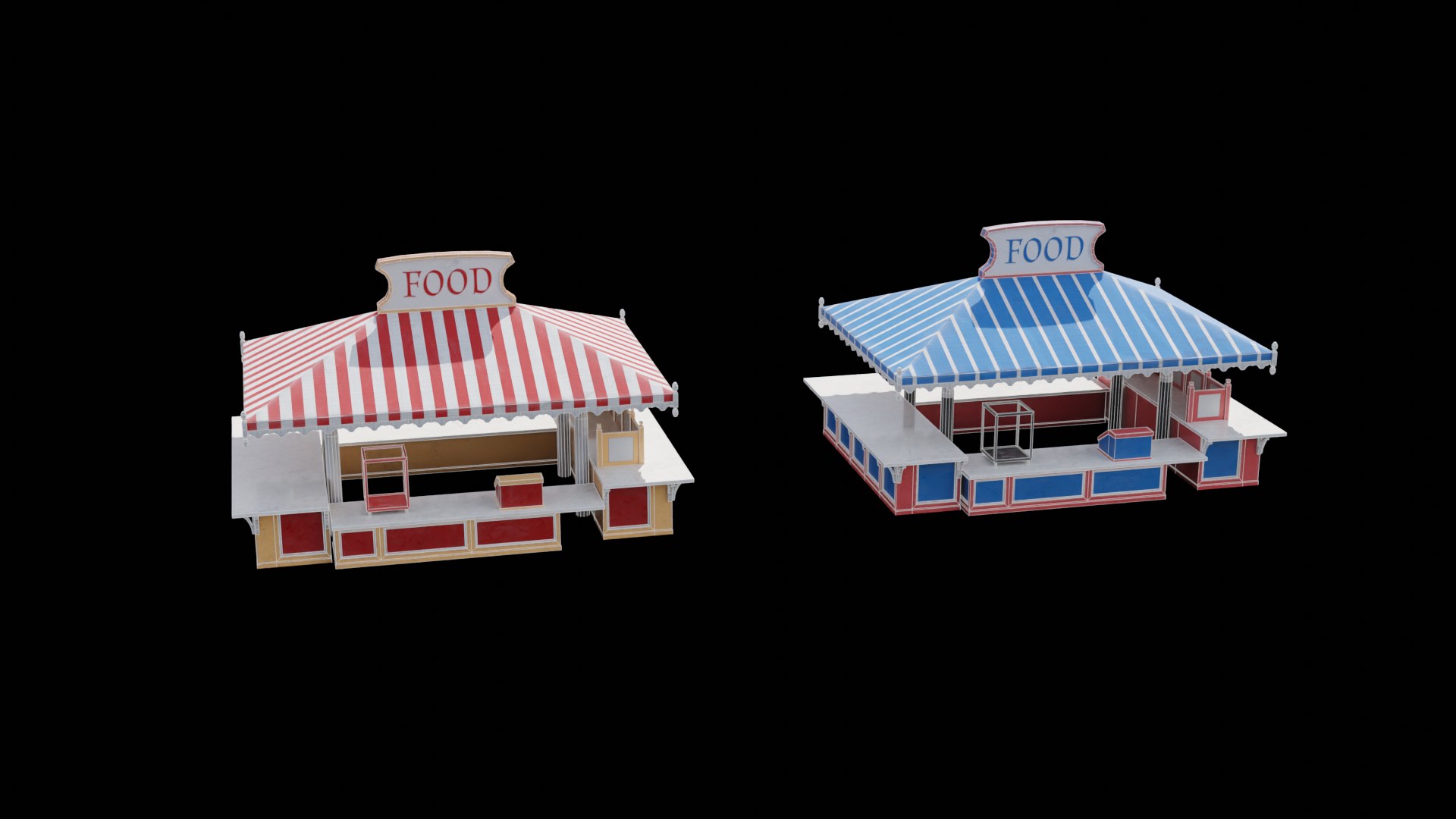3D Model Theme Park Concession Or Game Stands 4K Low-poly 3D Model ...