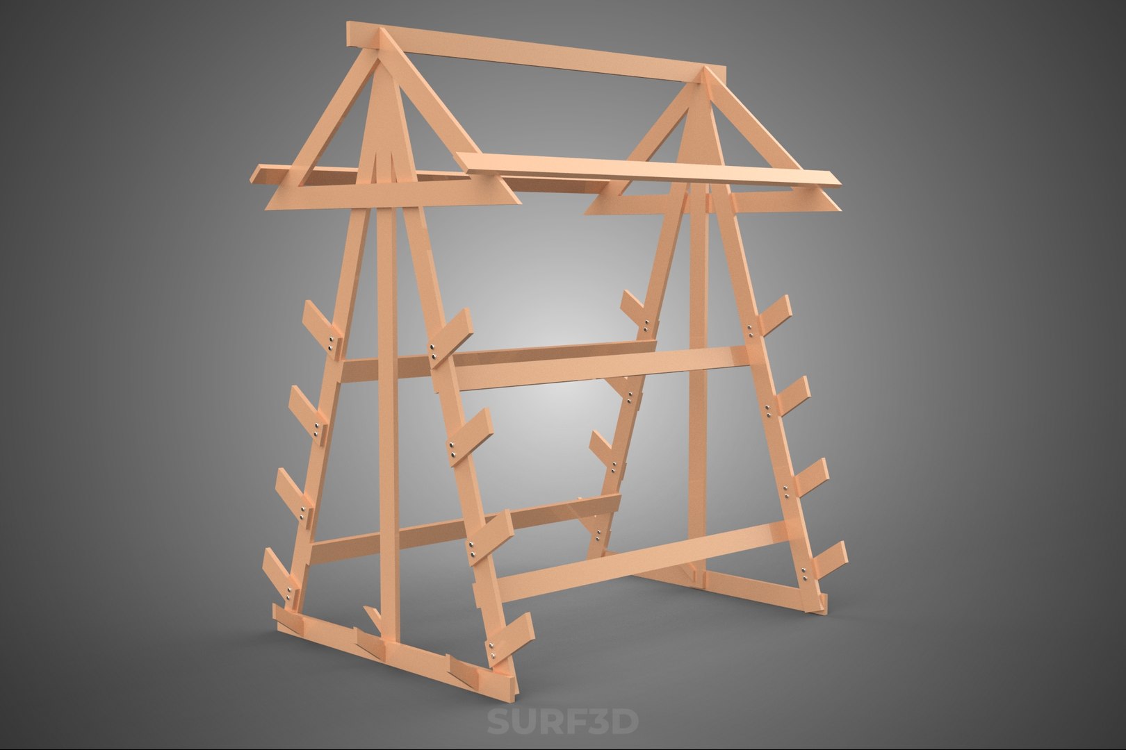 3D Model WOODEN WOOD STAND FRAME DISPLAY RACK STORAGE ARM SHELF DIY ...