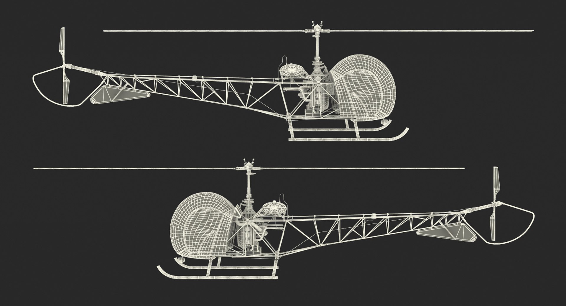 light helicopter bell 47 3d model