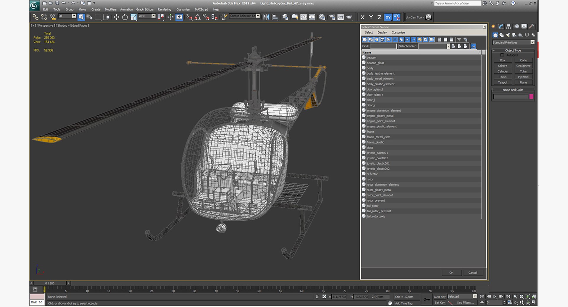 light helicopter bell 47 3d model