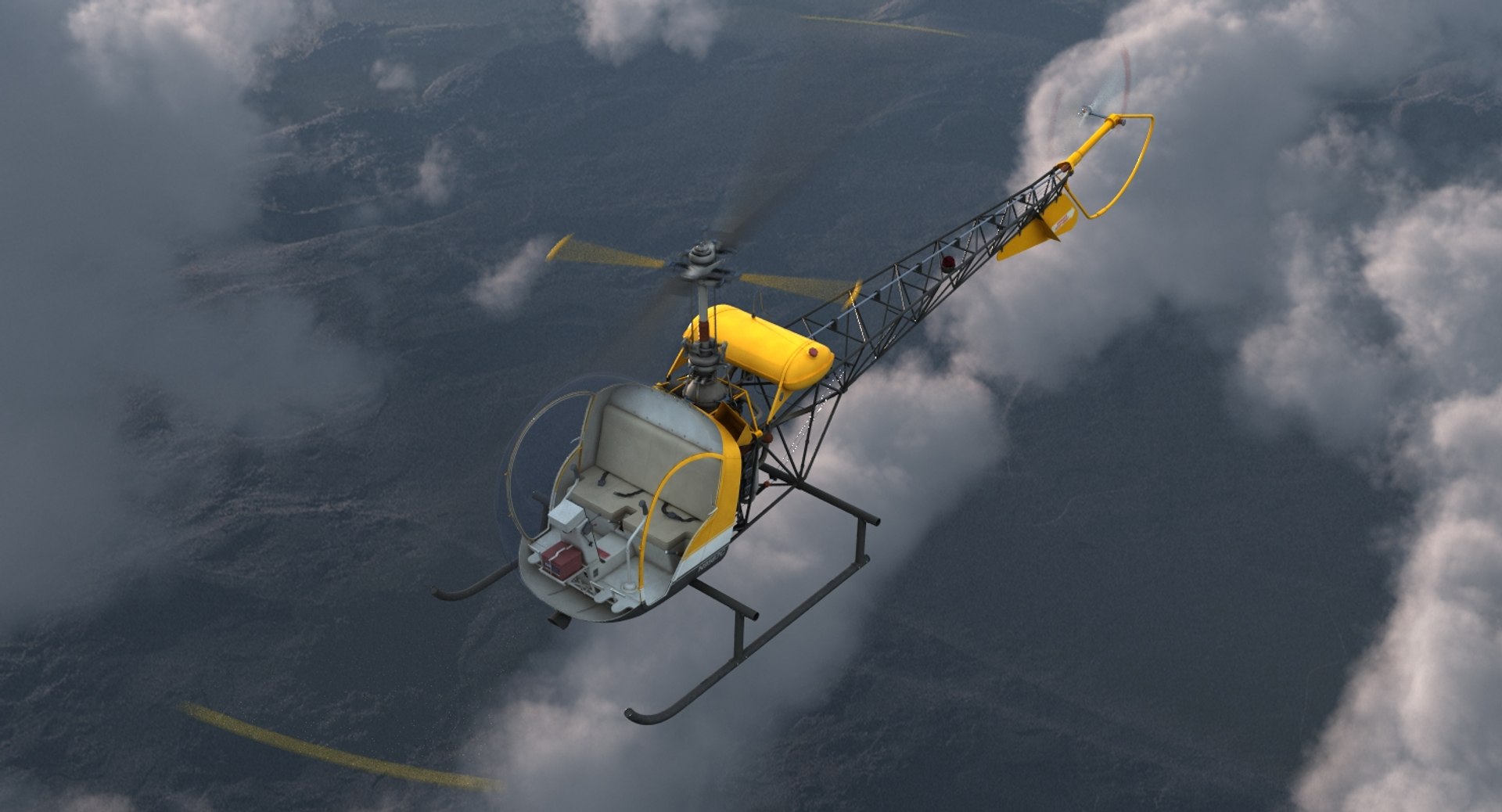 light helicopter bell 47 3d model