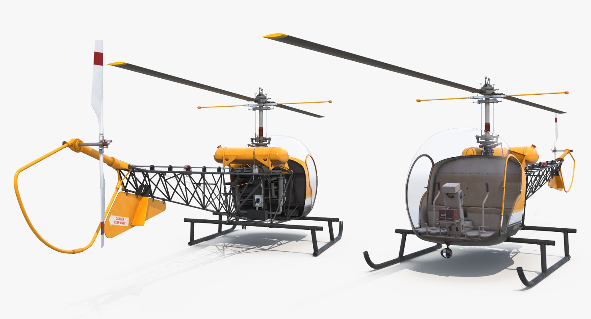 light helicopter bell 47 3d model