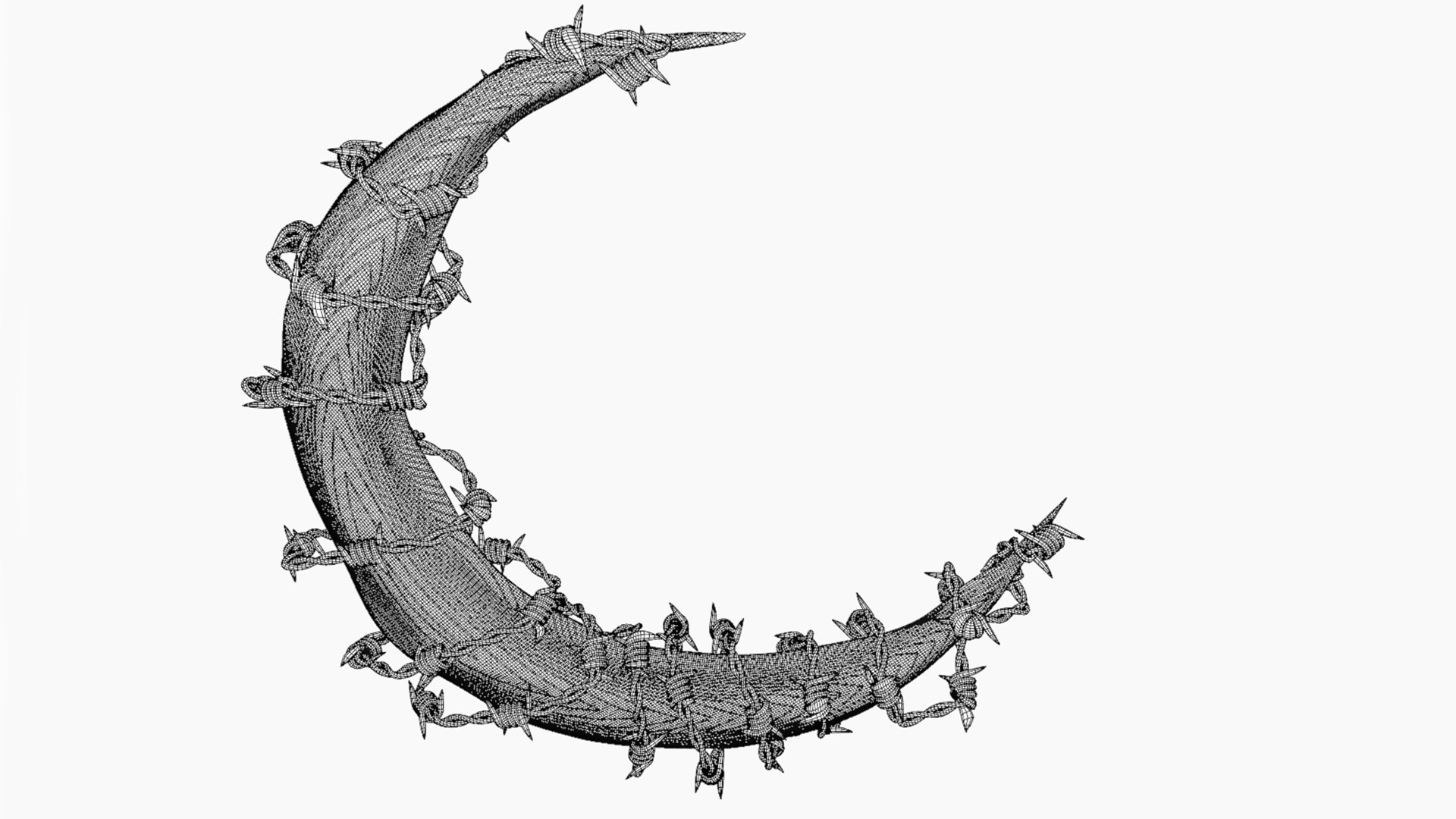 3D Crescent Moon With Barbed Wire - TurboSquid 1995031