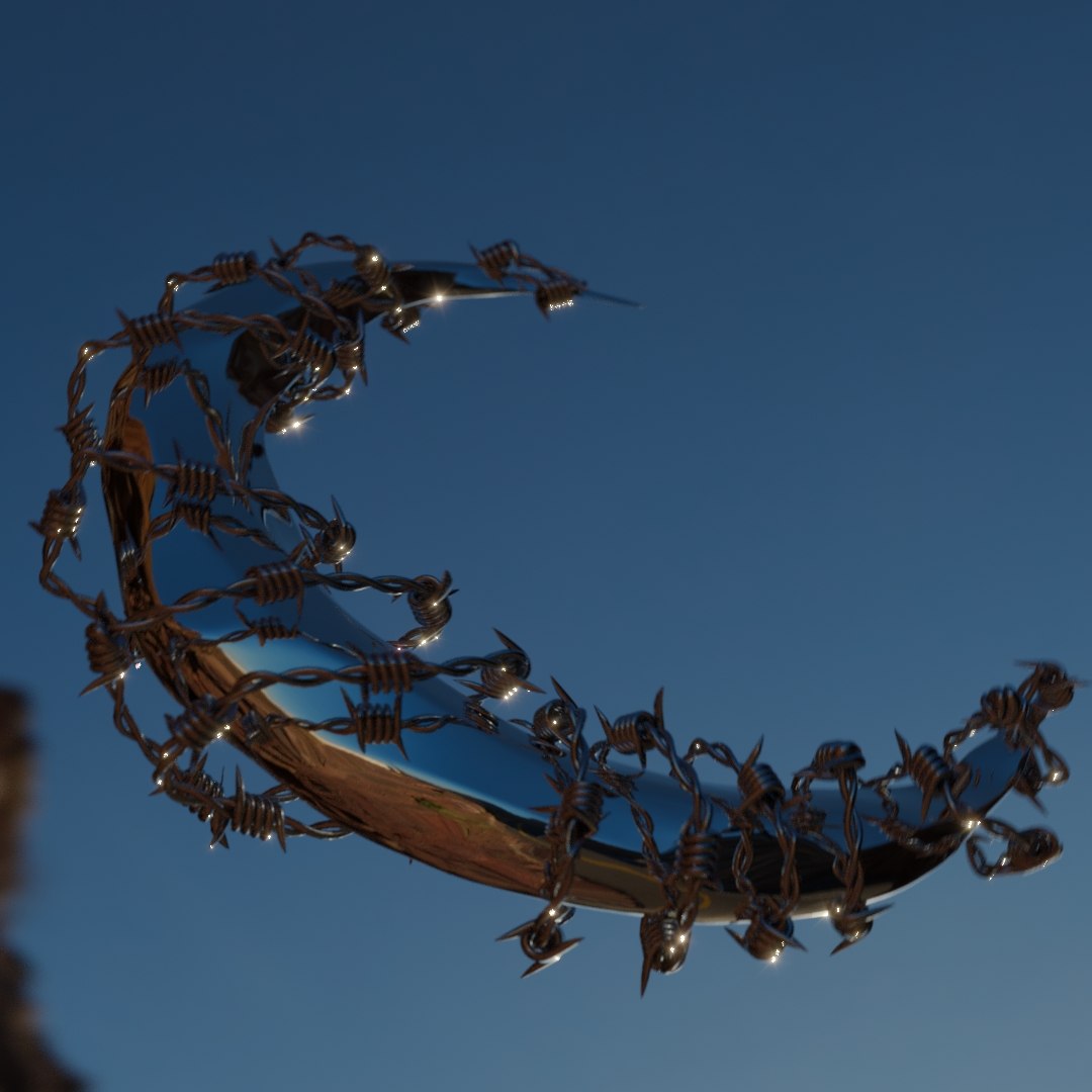 3D Crescent Moon With Barbed Wire - TurboSquid 1995031